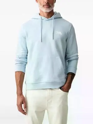 Karl Lagerfeld Logo Print Drawstring Hoodie - Blue