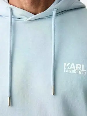 Karl Lagerfeld Logo Print Drawstring Hoodie - Blue