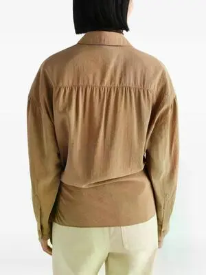 LEMAIRE Straight-collar Twisted Shirt In Dry Silk - Brown