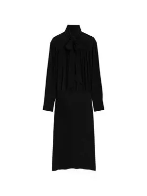 AMI Paris Midi Lavallière Silk-blend Dress - Black