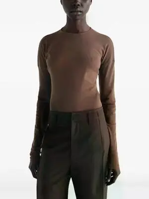 LEMAIRE Long-sleeve Mesh Jersey Ballerina Top - Brown