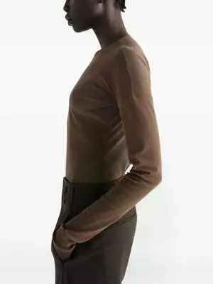 LEMAIRE Long-sleeve Mesh Jersey Ballerina Top - Brown