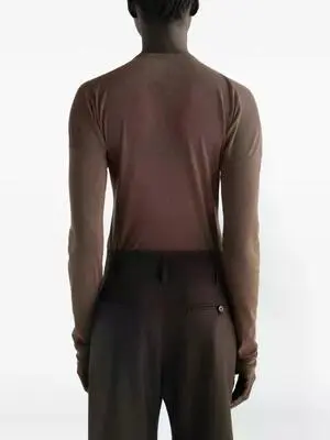 LEMAIRE Long-sleeve Mesh Jersey Ballerina Top - Brown