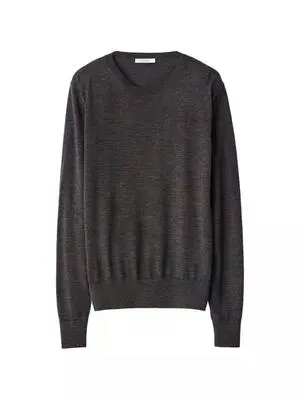 LEMAIRE Crew-neck Sweater In Fine Mouliné Merino Wool - Brown