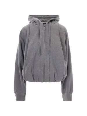 Sportmax Zip-up Drawstring Hoodie - Grey