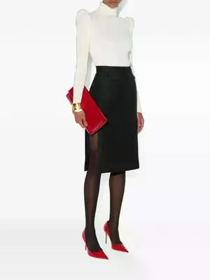 Elisabetta Franchi Knit Turtleneck Top With Padded Shoulders - Neutrals