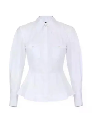 Elisabetta Franchi Cotton Poplin Shirt With Flounce - White