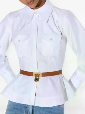 Elisabetta Franchi Cotton Poplin Shirt With Flounce