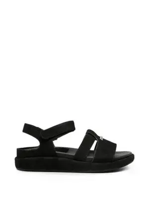 SERGIO MORETTI FIRENZE Touch-strap Logo-plaque Sandals - Black