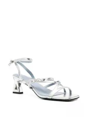 SERGIO MORETTI FIRENZE Metallic-effect Strappy Sandals