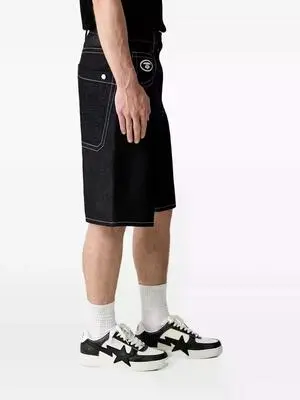 AAPE BY *A BATHING APE Logo-patch Denim Shorts - Blue