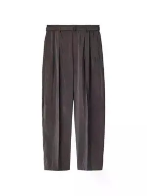 LEMAIRE Belted Relaxed Pants In Dry Silk - Brown