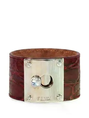 Fendi Crocodile-effect Logo-plaque Bracelet