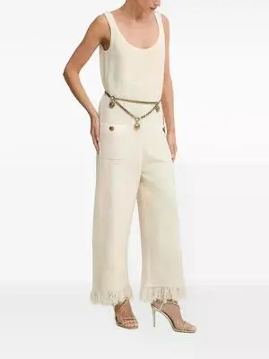 Elisabetta Franchi Fringe-trim Chain-belt Jumpsuit - Neutrals