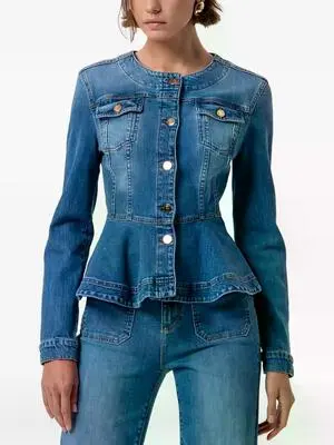 FRACOMINA Peplum Denim Jacket - Blue