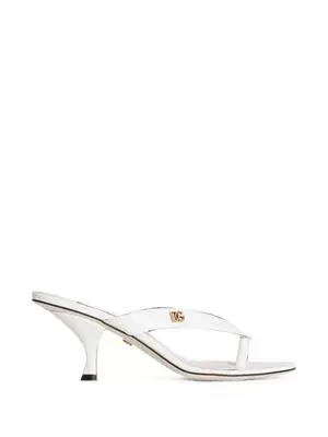 Dolce & Gabbana Patent Leather Thong Sandals - White
