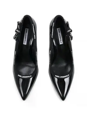 Karl Lagerfeld Patent Finish Logo Tape Pumps