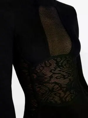 Elisabetta Franchi Lace-panelled Mesh-insert Knit Dress