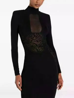 Elisabetta Franchi Lace-panelled Mesh-insert Knit Dress