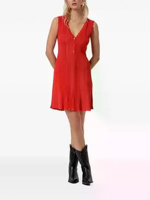FRACOMINA Scallop-edge Pointelle-knit Dress - Red
