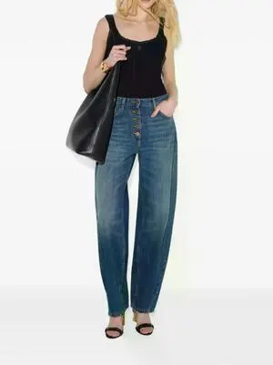 Elisabetta Franchi Balloon Fit Denim Trousers With Jewel Buttons