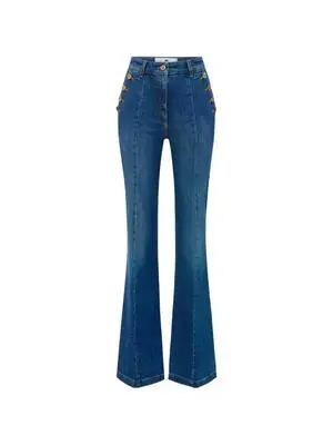 Elisabetta Franchi Palazzo Jeans With Row Of Buttons - Blue