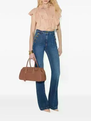 Elisabetta Franchi Palazzo Jeans With Button Detail