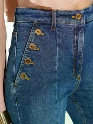 Elisabetta Franchi Palazzo Jeans With Button Detail