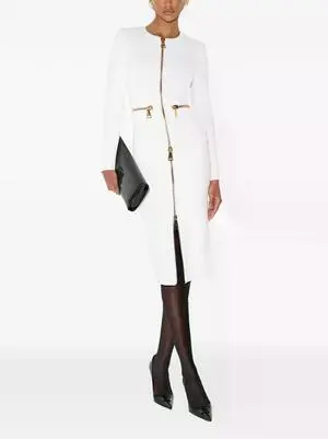 Elisabetta Franchi Knit Midi Skirt With Front Zip - Neutrals