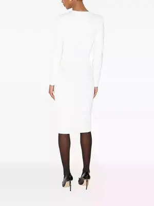 Elisabetta Franchi Knit Midi Skirt With Front Zip - Neutrals