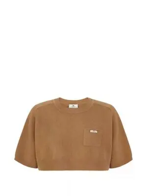 Elisabetta Franchi Wool And Cashmere Cropped Top - Neutrals