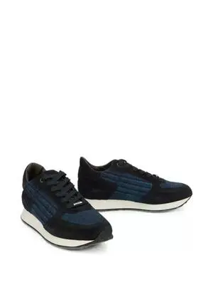 MOORER Leather Denim-insert Sneakers