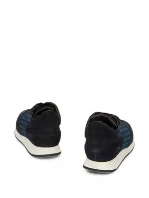 MOORER Leather Denim-insert Sneakers