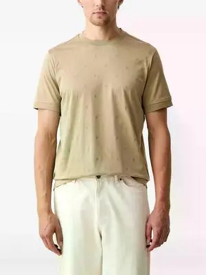 Karl Lagerfeld Monogram-embossed Logo-patch T-shirt - Neutrals