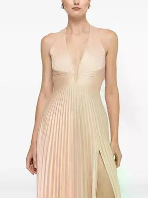 NISSA Pleated Satin Maxi Dress - Pink