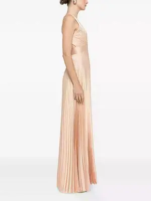 NISSA Pleated Satin Maxi Dress