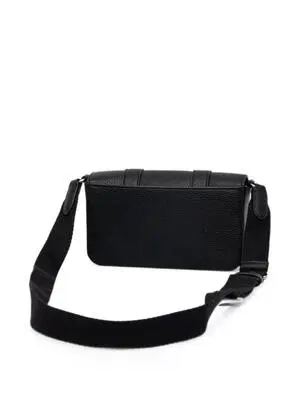 Karl Lagerfeld Logo-embroidered Pebbled Crossbody Bag - Black