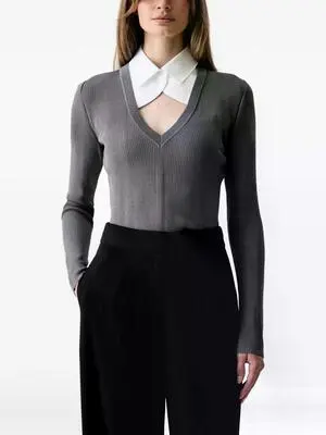 Karl Lagerfeld Ribbed V-neck Sweater - Grey