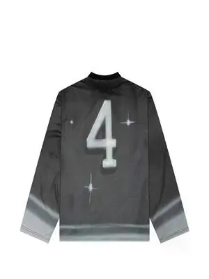 JUNGLES JUNGLES Graphic Print Mesh V-neck Long Sleeve T-shirt