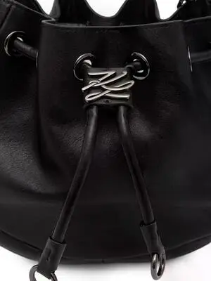 Karl Lagerfeld Logo Plaque Drawstring Bucket Bag