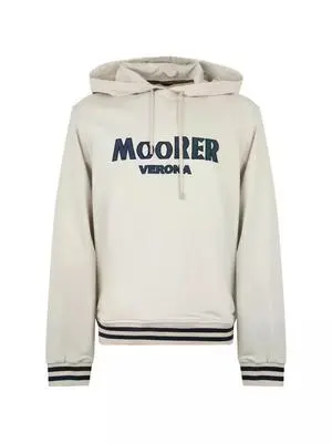 MOORER Logo-print Striped-trim Hoodie - Neutrals