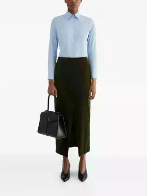 JIL SANDER Front-slit Velvet Midi Skirt - Green