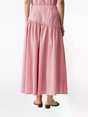 BENETTON Striped Ruffled Maxi Skirt - Pink