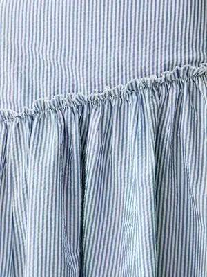 BENETTON Striped Asymmetrical Waist Ruffled Maxi Skirt - Blue