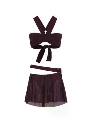AMIR SLAMA X Tati Barbieri Cut-out Mesh-panel Bikini - Purple