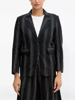 BENETTON Pinstripe-pattern Notched-lapels Blazer - Black