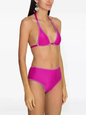 AMIR SLAMA X Tati Barbieri Blanket-stitched Star-cutout Bikini - Pink