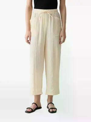 BENETTON Drawstring-waist Straight-leg Cropped Trousers - White