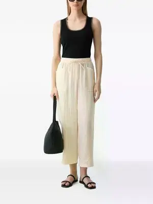 BENETTON Cropped Straight-leg Trousers With Drawstring Waist - White