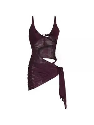 AMIR SLAMA X Tati Barbieri Cut-out Knotted Beach Cover-up - Purple